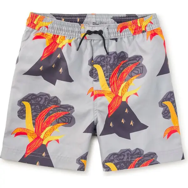 TEA COLLECTION Mid-length Swim Trunks - Volcano & Go