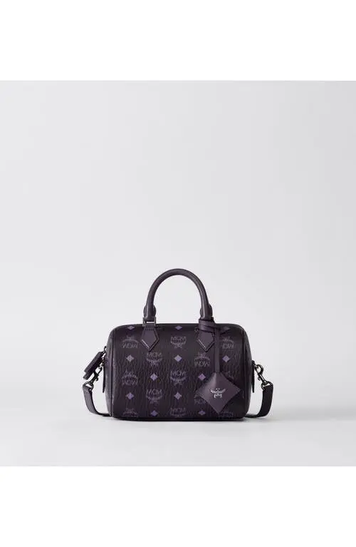 Mcm Ella Boston Bag In Maxi Visetos - Deep Purple