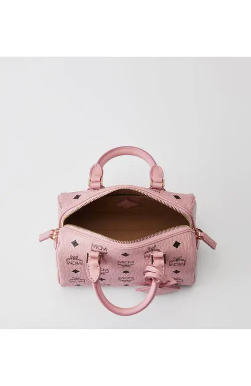 Mcm Ella Boston Bag In Maxi Visetos - Soft Pink