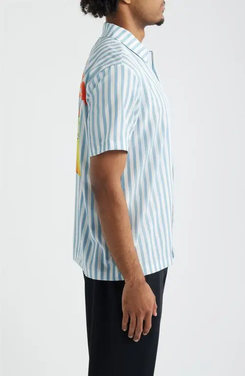 SANTO STUDIO Que Sera Sera Stripe Short Sleeve Cotton Button-up Shirtryan Sheckler Edition