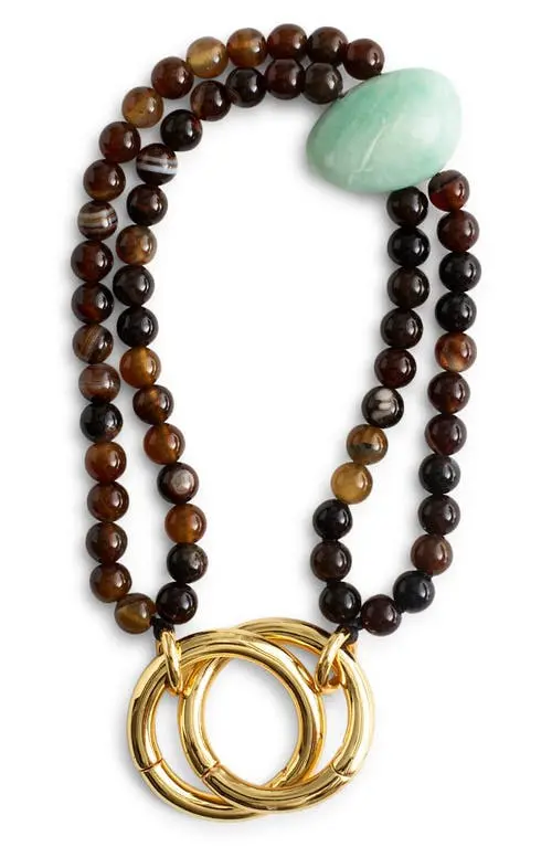 Madewell Double Strand Beaded Bag Charm - Brown/teal/antique Gold
