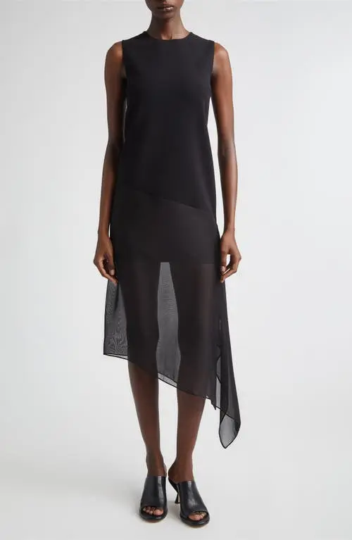 Michael Kors Veiled Virgin Wool Stretch Crepe & Silk Voile Dress - Black