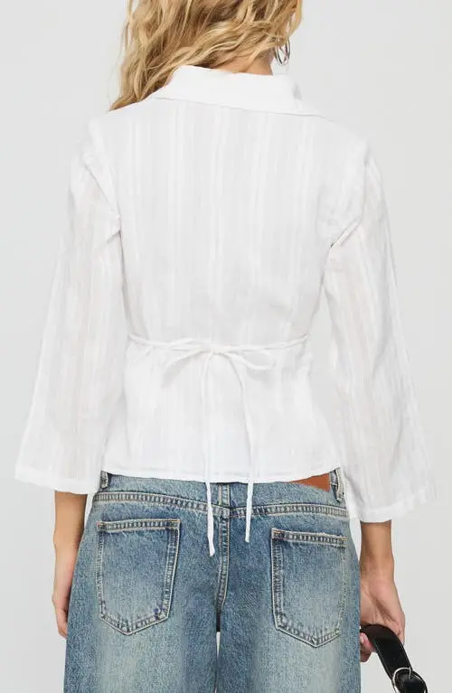 Princess Polly Textured Organic Cotton Button-up Shirt