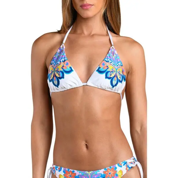 SUNSHINE 79 Butterfly High Triangle Bikini Top - White Multi