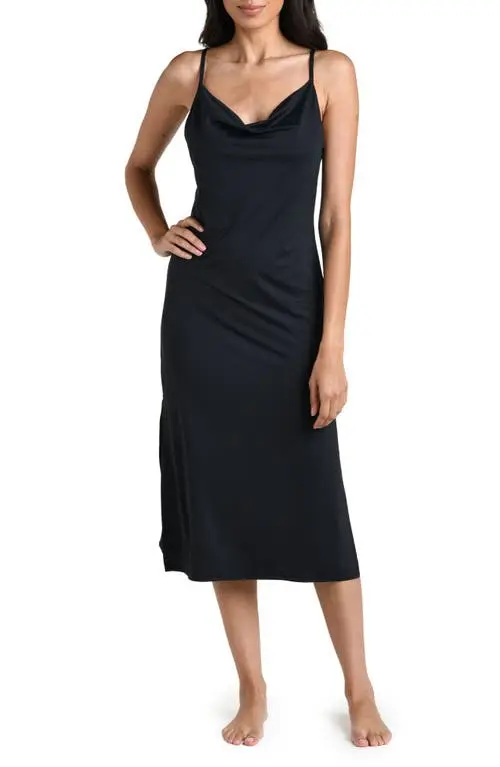La Blanca Island Goddess Cowl Neck Midi Dress - Black