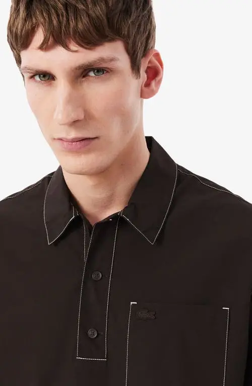 Lacoste Topstitch Detail Woven Cotton Shirt