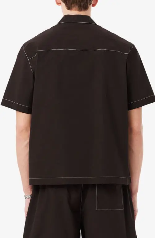 Lacoste Topstitch Detail Woven Cotton Shirt