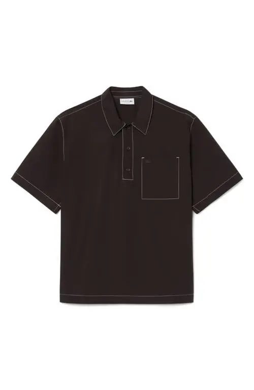 Lacoste Topstitch Detail Woven Cotton Shirt