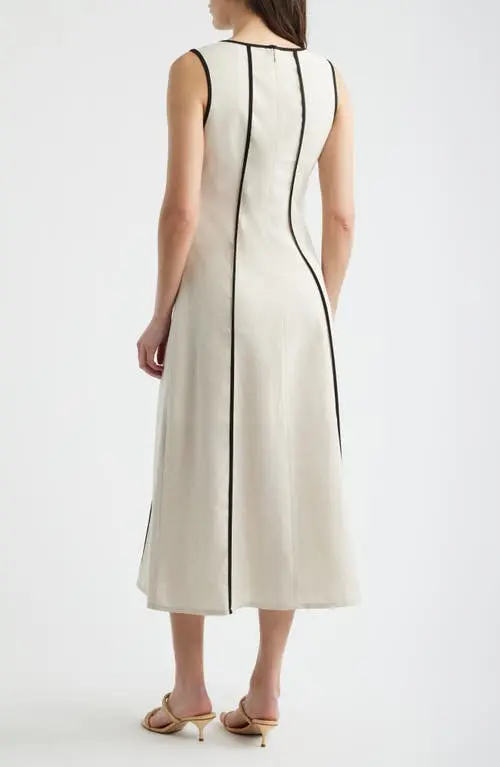 ZOE AND CLAIRE Contrast Piping Square Neck Midi Dress