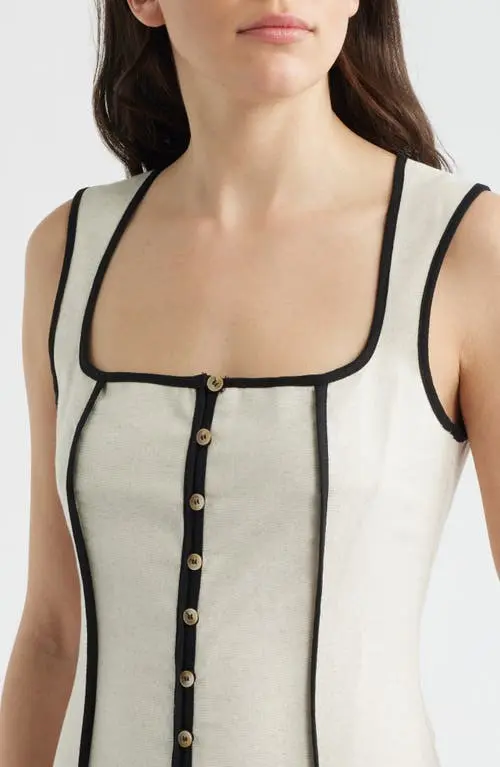 ZOE AND CLAIRE Contrast Piping Square Neck Midi Dress