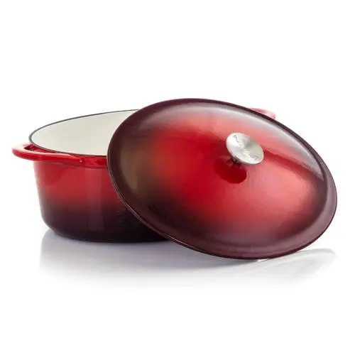 MEGACHEF 7 Quarts Oval Enameled Cast Iron Casserole