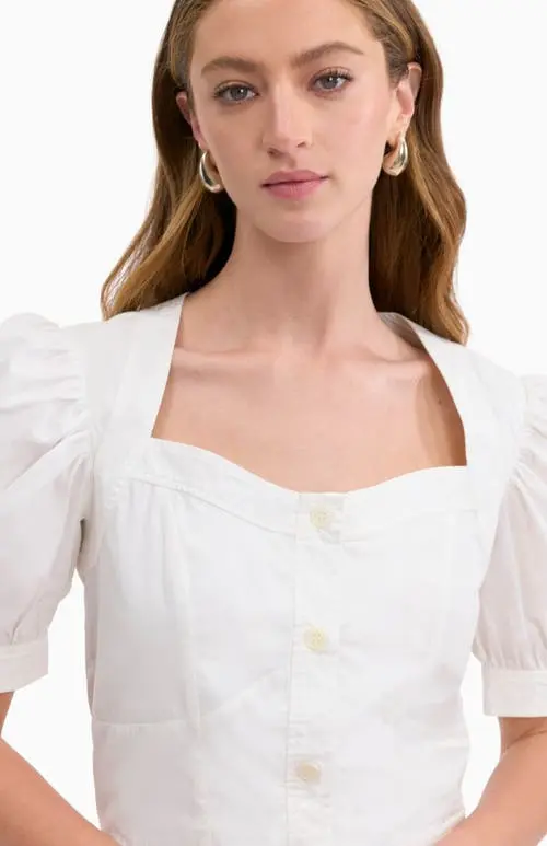 Rebecca Taylor Brielle Poplin Fitted Corset Shirt - Ivory