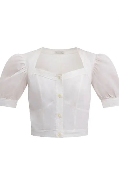 Rebecca Taylor Brielle Poplin Fitted Corset Shirt - Ivory