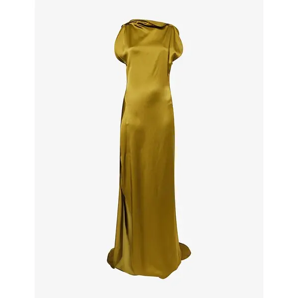 Victoria Beckham Carla Split-seam Gown - Moss