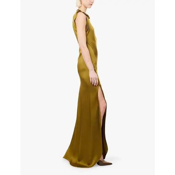 Victoria Beckham Carla Split-seam Gown - Moss