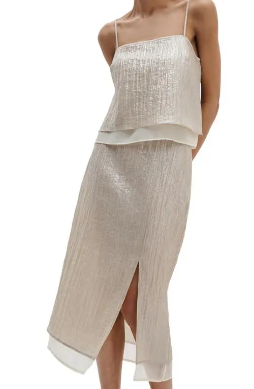 Rag & Bone Metallic Midi Skirt - Beige