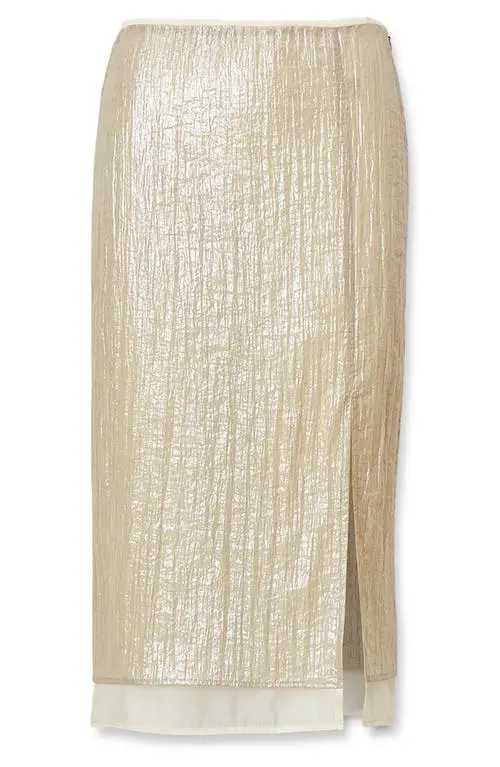 Rag & Bone Metallic Midi Skirt - Beige
