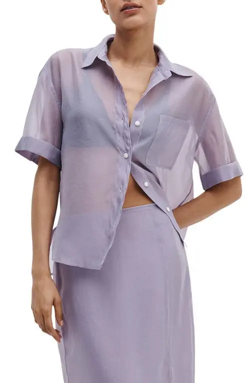 Rag & Bone Connie Organza Button-up Shirt - Lilac