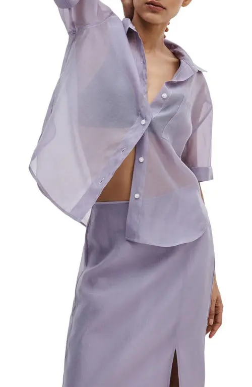 Rag & Bone Connie Organza Button-up Shirt - Lilac