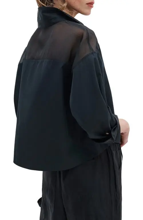 Rag & Bone Elly Crop Button-up Shirt - Black