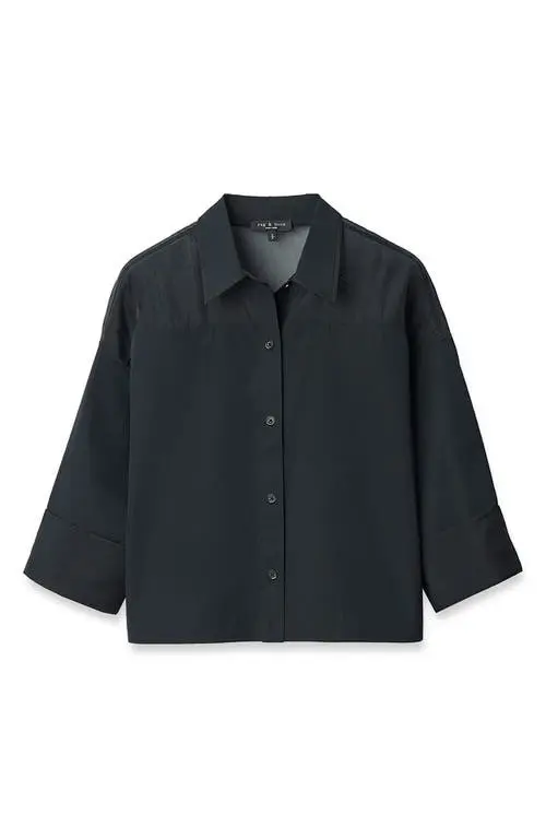 Rag & Bone Elly Crop Button-up Shirt - Black