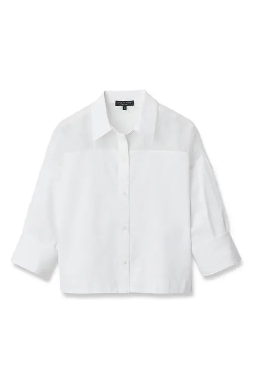 Rag & Bone Elly Crop Button-up Shirt - White