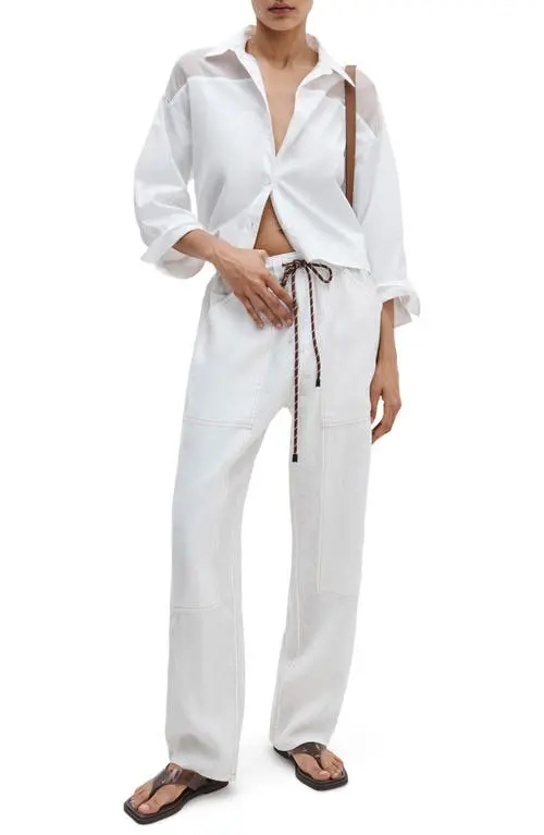 Rag & Bone Elly Crop Button-up Shirt - White