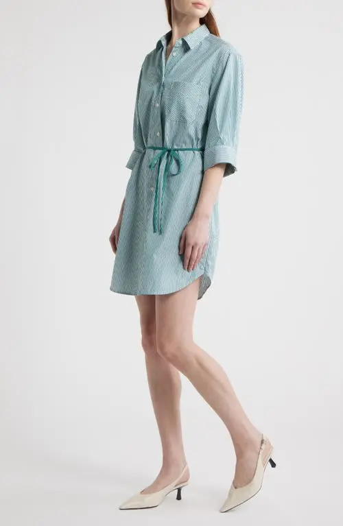 Rag & Bone Lucia Stripe Mini Shirtdress - Tealstrp