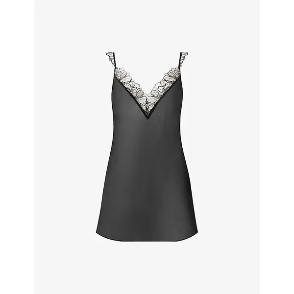 Bluebella Amarosa Sheer Chiffon Chemise Nightdress - Black/sheer
