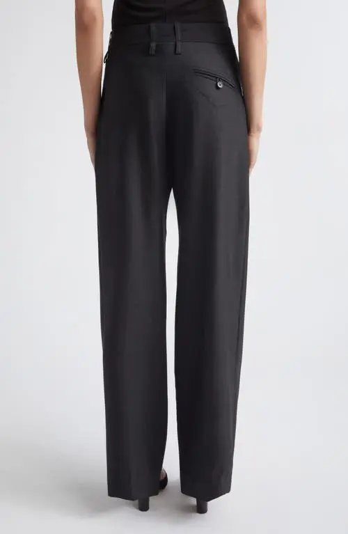 Victoria Beckham Curved Leg Virgin Wool Blend Suiting Trousers