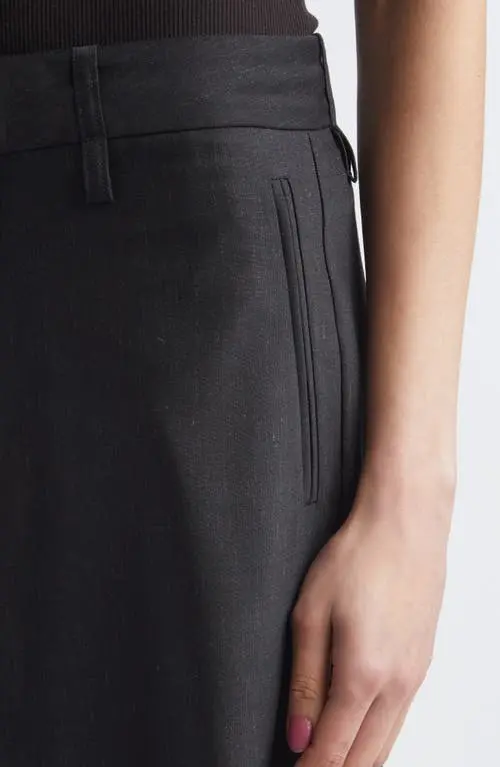 Victoria Beckham Curved Leg Virgin Wool Blend Suiting Trousers