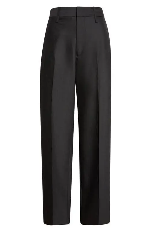 Victoria Beckham Curved Leg Virgin Wool Blend Suiting Trousers