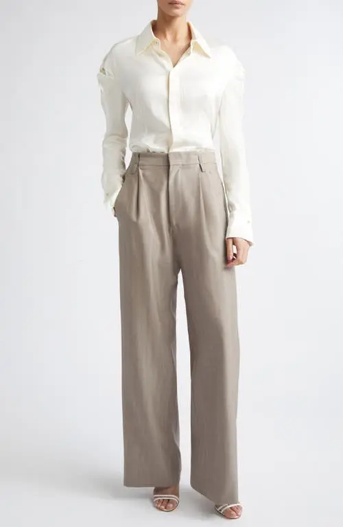 Victoria Beckham Twisted Shoulder Satin Button-up Shirt