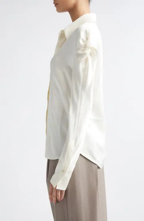 Victoria Beckham Twisted Shoulder Satin Button-up Shirt