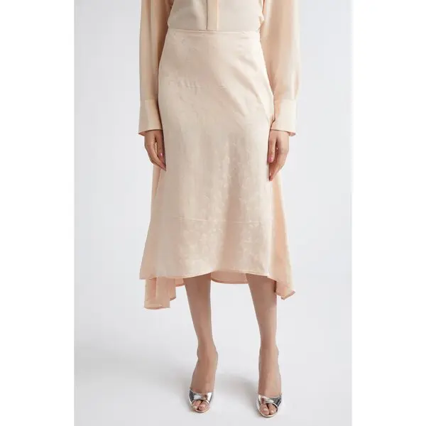 Victoria Beckham Floral Jacquard Asymmetric Satin Midi Skirt