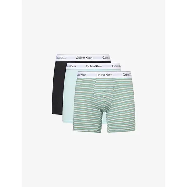 Calvin Klein Icon Pack Of Three Stretch-cotton Boxer Briefs - Multi