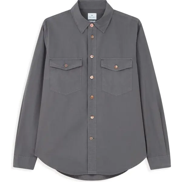 Paul Smith Casual Fit Organic Cotton Button-up Shirt - Anthracite