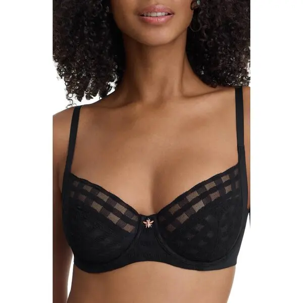SKARLETT BLUE Bonbon Full Coverage Gingham Lace Bra - Black