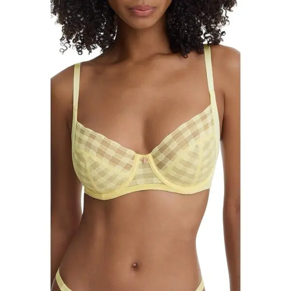 SKARLETT BLUE Bonbon Full Coverage Gingham Lace Bra - Buttercream