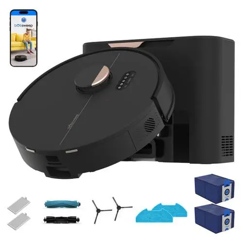 BOBSWEEP Dustin Plus Auto-empty Robot Vacuum & Mop - True Black