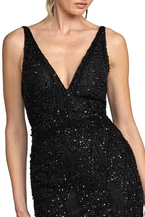Mac Duggal Embellished Feather Hem Gown