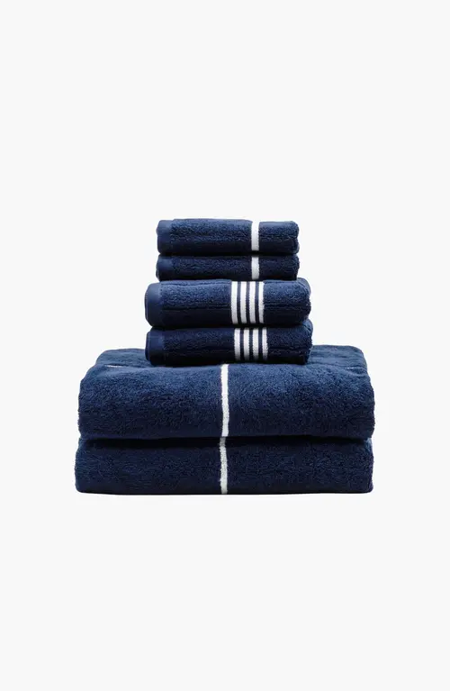 ITALIC Miramar 6-piece Towel Standard Set - Navy/white