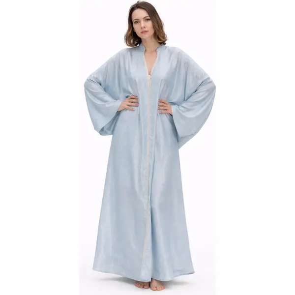 LE FAFO Metallic Silk Maxi Kaftan Gown - Blue