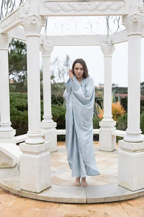 LE FAFO Metallic Silk Maxi Kaftan Gown