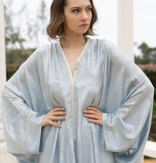 LE FAFO Metallic Silk Maxi Kaftan Gown