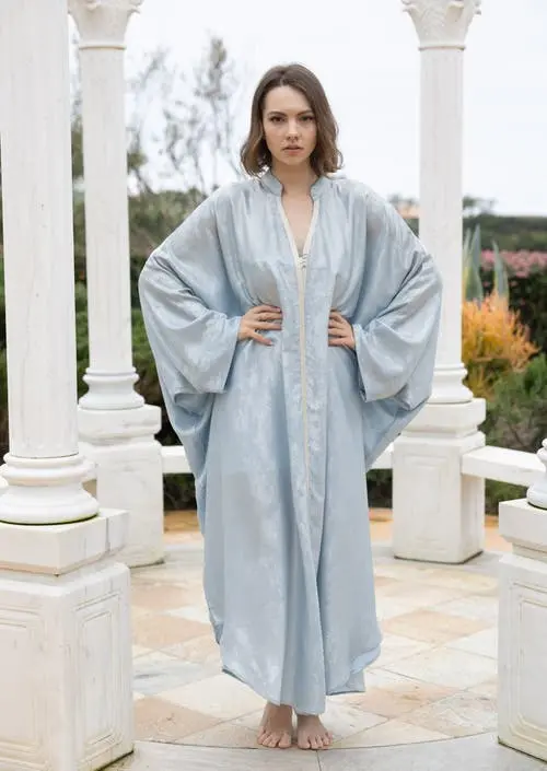 LE FAFO Metallic Silk Maxi Kaftan Gown