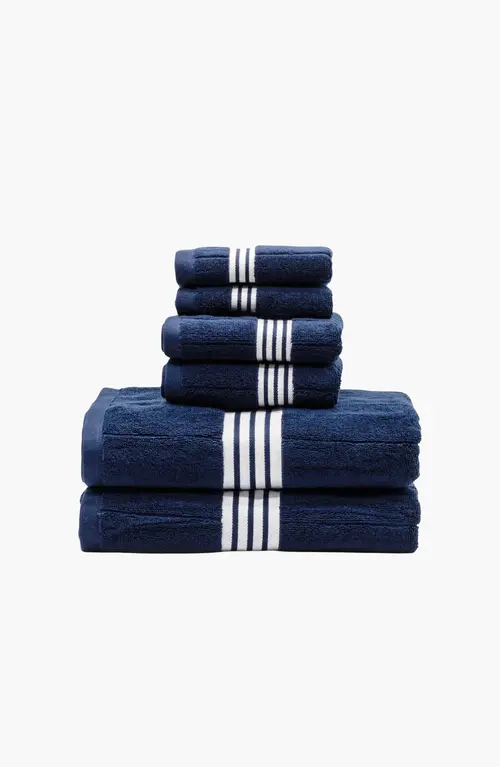 ITALIC Nautilus 6-piece Bath Towel Standard Set - Navy/white