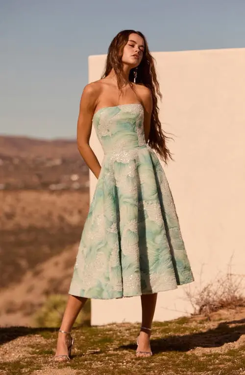 HELSI Vivi Strapless Midi Dress With Bead Detail