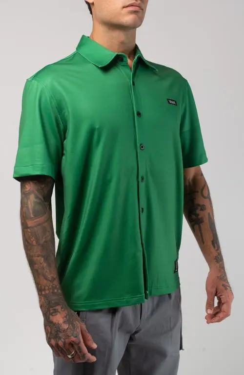 VAST Aqua Terra Tech Short Sleeve Performance Button-up Shirt - Green