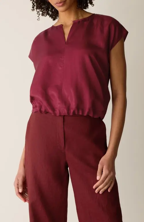 Eileen Fisher Cap-sleeve Satin Shirt - Ruby